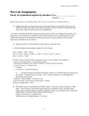 Aspirin Analysis Titration Pre Lab Docx Bellevue College CHEM 161 Pre Lab Assignment