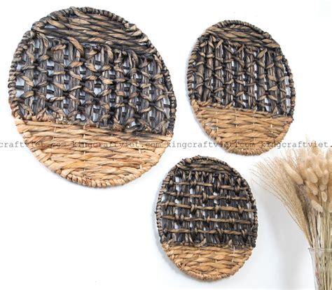 Hot Trendy Set 3 Of Seagrass Water Hyacinth Rattan Round Boho Decor