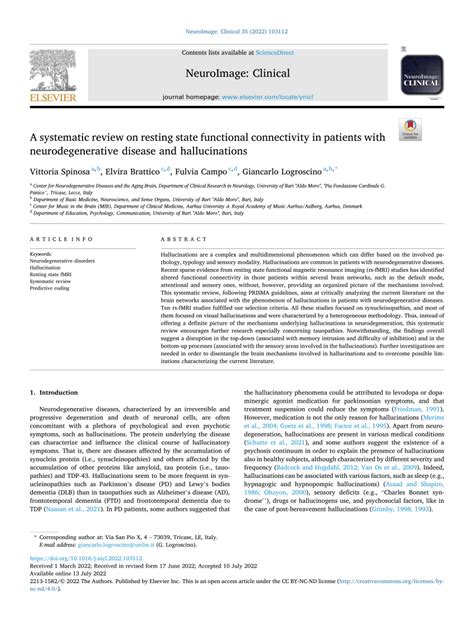 Pdf A Systematic Review On Resting State Functional Connectivity In Patients With