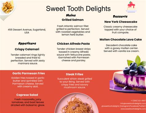 Free Trifold Table Menu Template To Edit Online