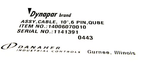 New Dynapar 14006070010 Assembly Cable 10ft 6 Pin Sb Industrial