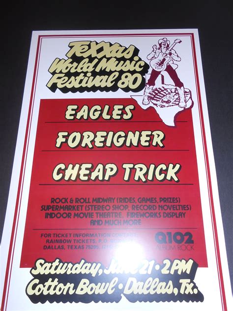 Texxas World Music Festivall Texxas Jam 1980 Poster The Eagles Etsy