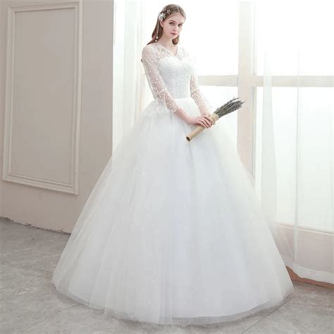 Elegant Lace Long Sleeve Wedding Ball Gown On Luulla