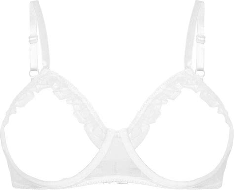 Yuumin Womans Sheer Mesh Open Nipple Bra See Through Wire Free Unlined