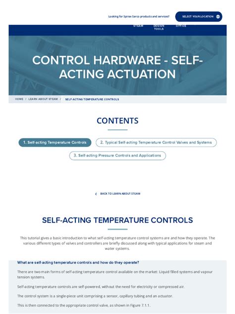 Self Acting Temperature Controls Spirax Sarco Pdf Valve Pressure