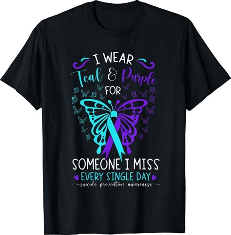 Spread Your Wings Teal Purple Butterfly Tee Supporting Suicide