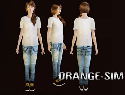 심즈3 여심 의상 옷 티셔츠and청바지 한벌의상 네이버 블로그