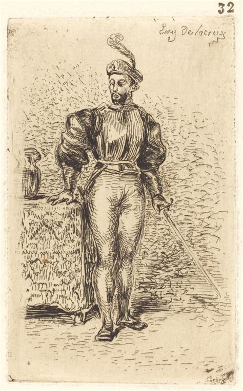 0020 德拉克洛瓦绘画油画图集TIF Eugene Delacroix A Man with Weapons油画超高清大图原图扫描真迹全图