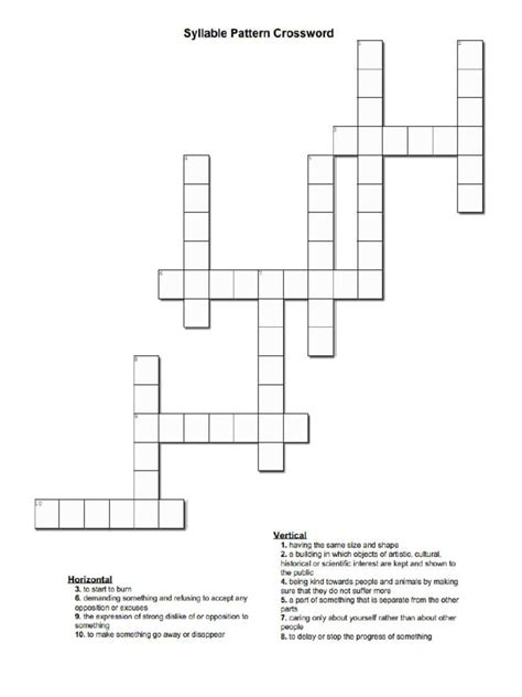 Syllable Pattern Crossword Pdf