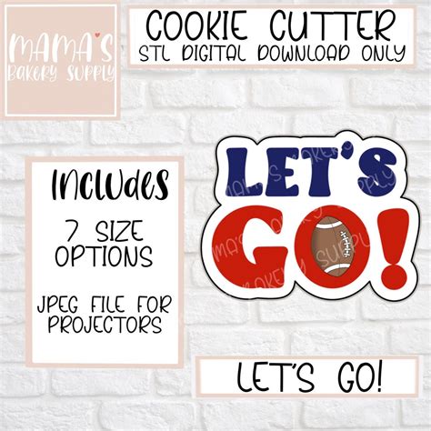 Lets Go Football Cookie Cutter Stl File Digital Download Etsy