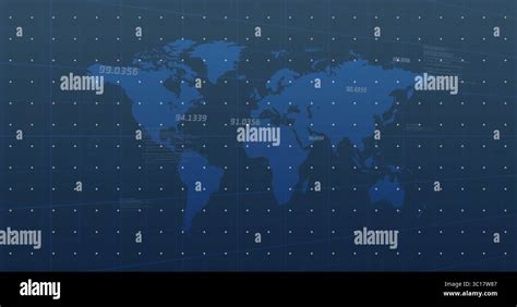 Displaying Vector World Map With Grid Overlay On Analytics Dashboard