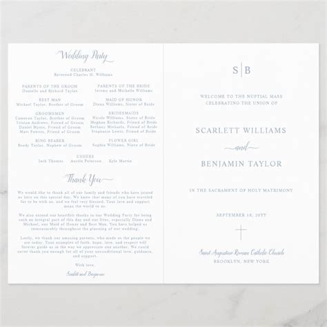 Dusty Blue Catholic Wedding With Full Mass Program Zazzle Catholic Wedding Wedding Mass