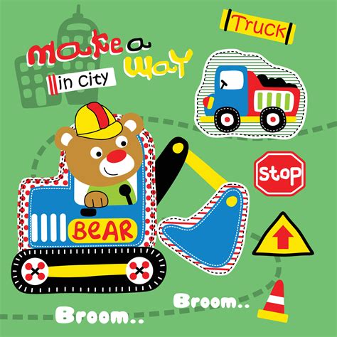 Bear Construction Funny Cartoon 3499515 Vector Art At Vecteezy