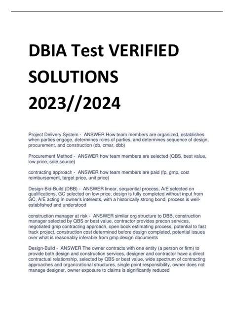 Dbia Test Verified Solutions 20232024 Dbia Stuvia Us