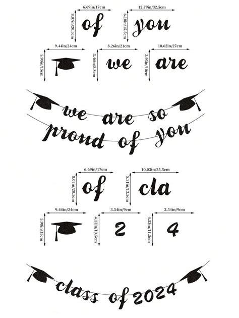 1set 2024 Graduation Banners Party Decorations Black Glitter We Are