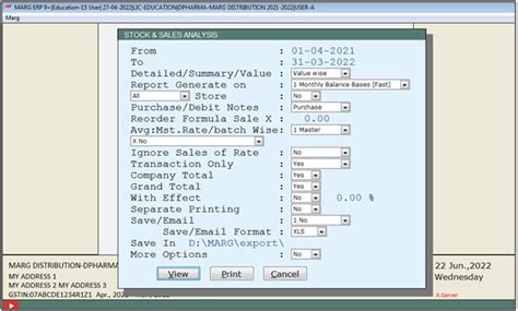 How To View Stock And Sale Analysis Report In Marg Software