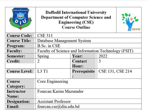Course Database Management System Spring Diu Blc
