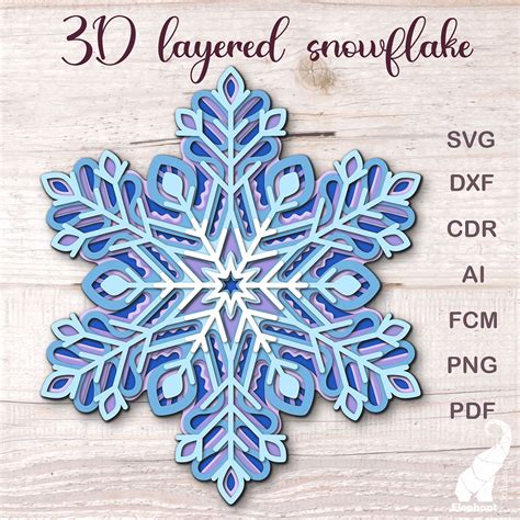 3d Christmas Layered Snowflake Bundle Svg For Cricut Dxf For