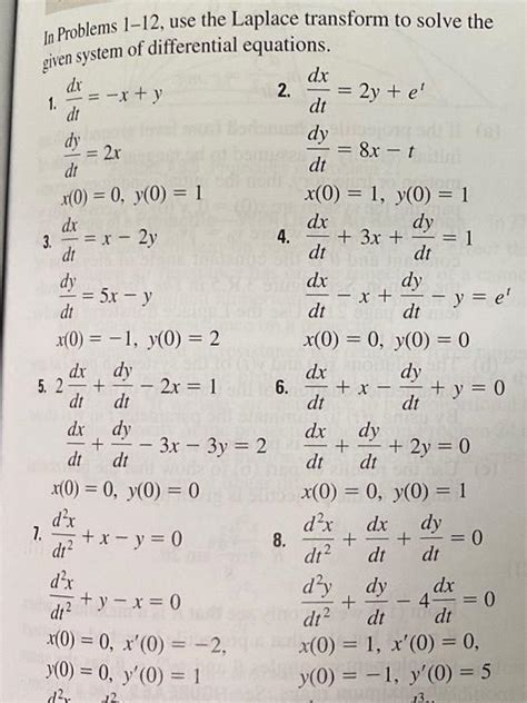 Solved In Problems 1 12 Use The Laplace Transform To Solve