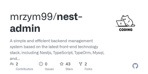 Github Mrzym99nest Admin A Simple And Efficient Backend Management System Based On The