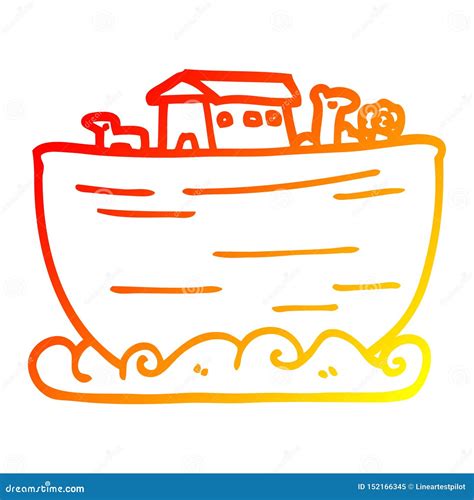 A Creative Warm Gradient Line Drawing Cartoon Noahs Ark Stock Vector