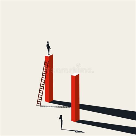 Inequality Concept Vector Illustration Man Versus Woman In Business