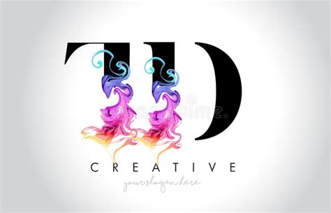 Td Vibrant Creative Leter Logo Design With Colorful Smoke Ink Fl Stock