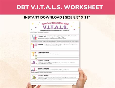 Dbt Vitals Worksheet Fillable Pdf Emotion Regulation Skills Dialectical Behavior Therapy