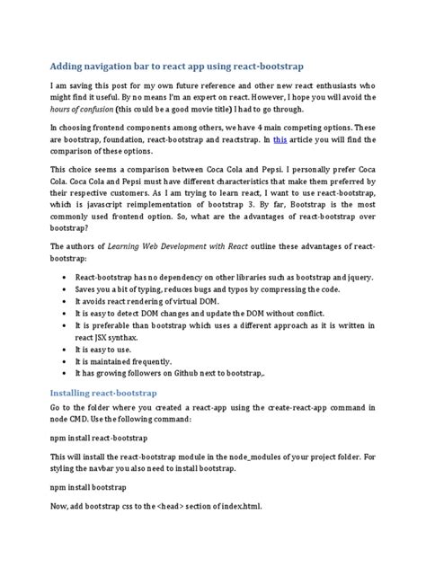 Adding Navigation Bar To React App Using React Bootstrap Download Free Pdf Bootstrap Front