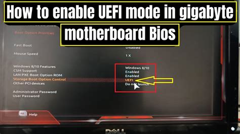 How To Enable Uefi Mode In Gigabyte Motherboard Bios Youtube