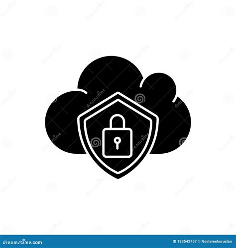 Cloud Security Black Glyph Icon Stock Vector Illustration Of Icon Connection 183543757