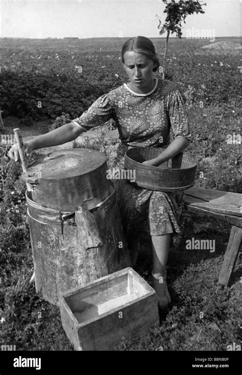 Geography Travel Russia People Russian Girl Grinding Corn Summer