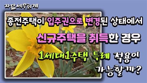 종전주택이 입주권으로 변경된 상태에서 신규주택을 취득한 경우 1세대1주택 특례 적용 네이버 Tv