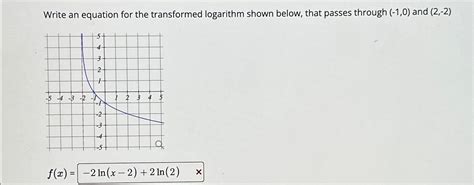 Solved Write An Equation For The Transformed Logarithm Shown