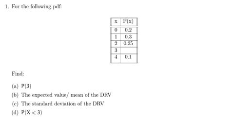 Solved For The Following Pdf Find A P B The Chegg Com