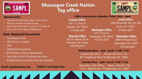 Muskogee Creek Nation Tag Office Jenks Riverwalk