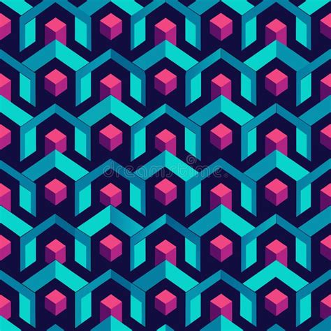 Seamless Geometric Pattern With D Cubes Stock Vector Illustration Of Textile Geometric
