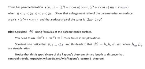 solved torus has parameterization r u v r r cos u