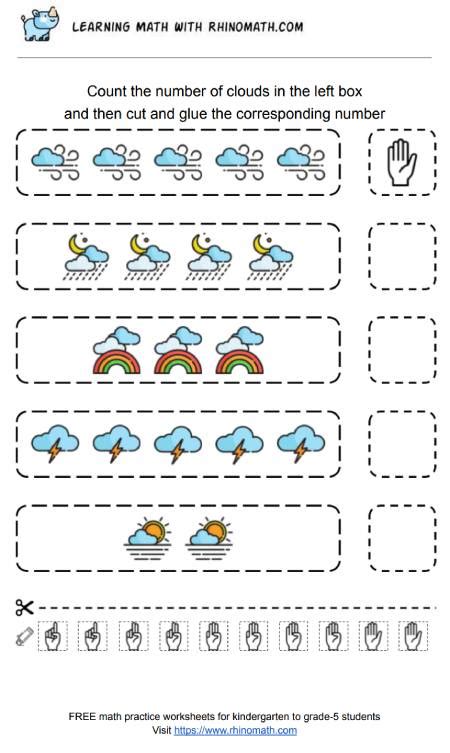 Practice Counting Counting And Pasting The Correct Hand Number