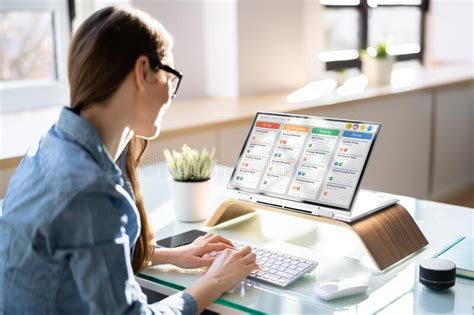 Project Manager Using Agile Software Stock Image Image Of Desk Businesswoman 243144877