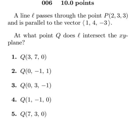 Solved 006100 ﻿pointsa Line L ﻿passes Through The Point