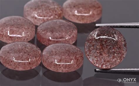 Kwarc truskawkowy wypukła płytka okrągła fi 8 mm