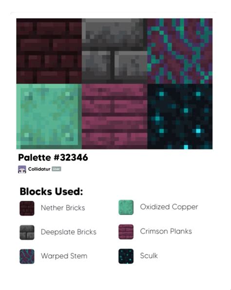 Minecraft Block Colour Palette Minecraft Blocks Minecraft Banner