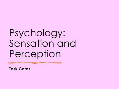Psychology Sensation And Perception Task Cards Teaching Resources
