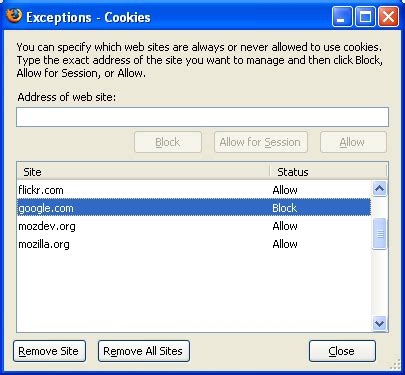 How Do I Tell Firefox To Only Keep Persistent Cookies From Sites I Want Super User