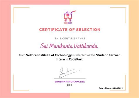 Saimanikanta Vattikonda On Linkedin Studentpartner Codekart