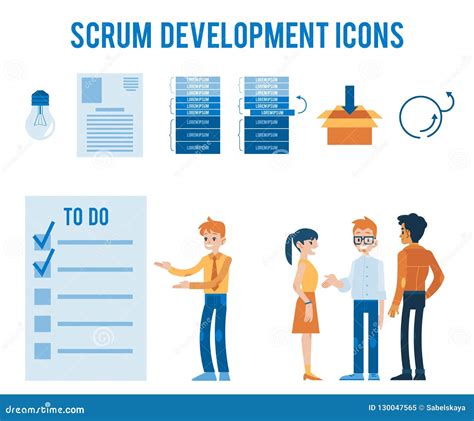 Vector Flat Agile Scrum Kanban Methodology Meeting Stock Vector