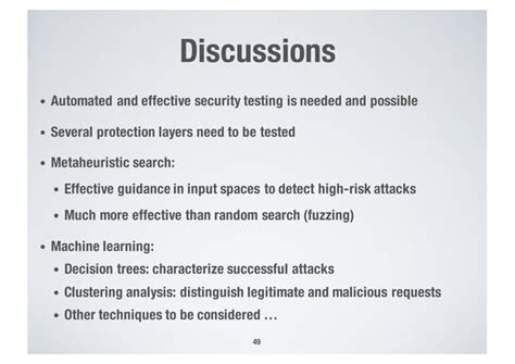 Applications Of Machine Learning And Metaheuristic Search To Security Testing Ppt