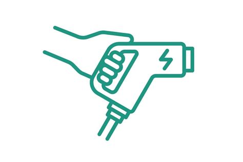 Hand Met Elektrische Oplader Connector Lineaire Pictogram Elektrisch Vervoer Energie Opladen