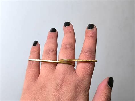 Handmade Brass Bar Ring Hammered Brass Ring Unique Ring Brass Stick